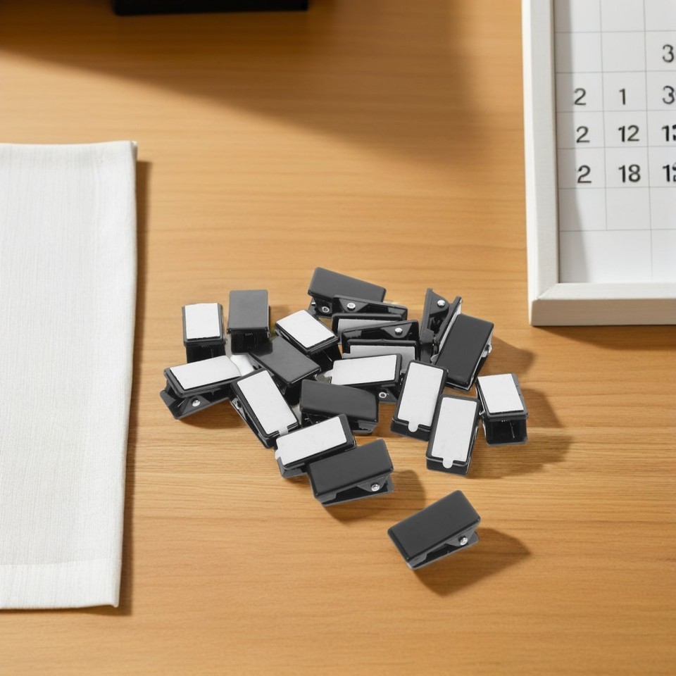 20 Pcs Mini Adhesive Clips Plastic Black Wall Clip for Photo Poster ...