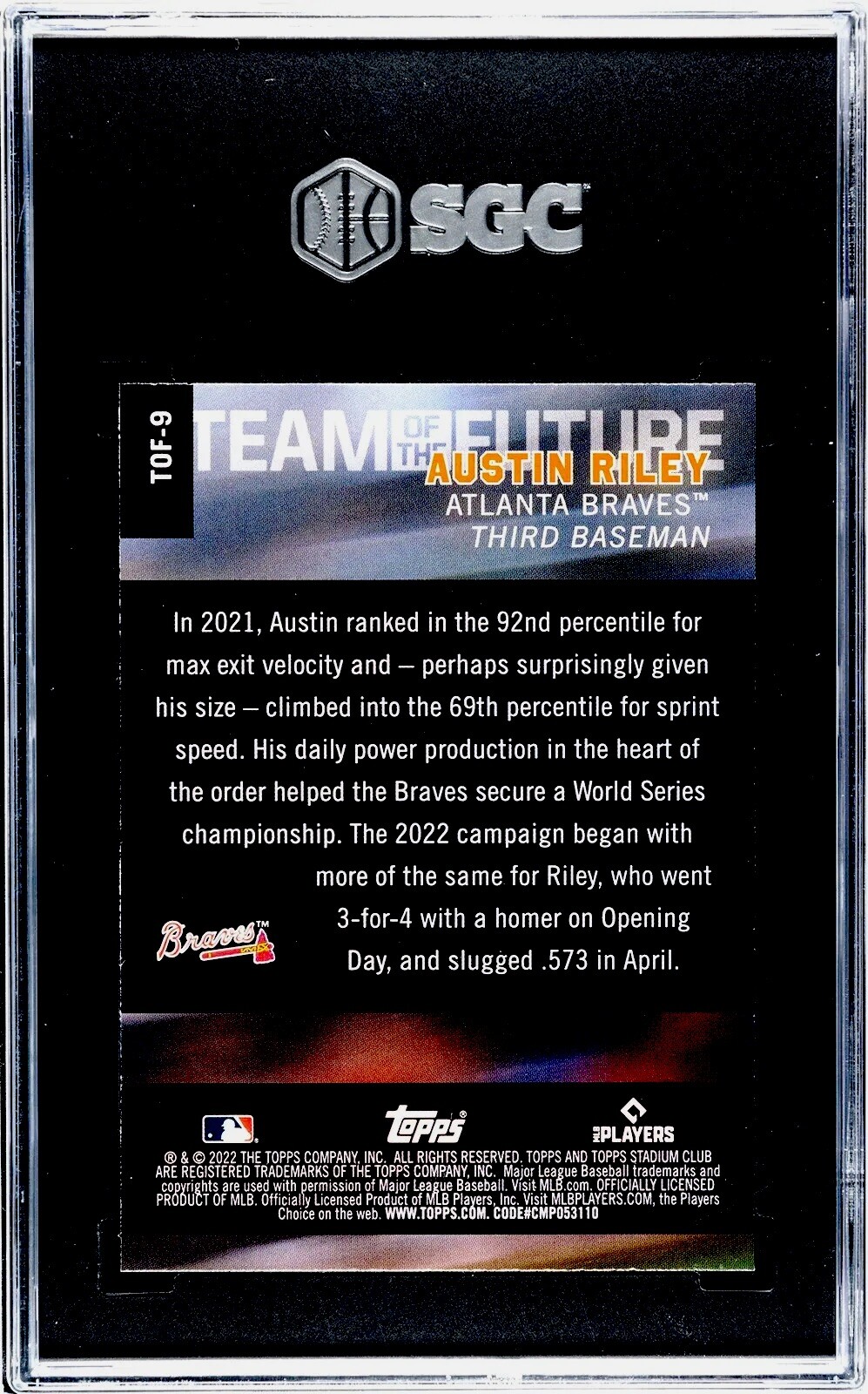 2022 Topps Stadium Club - Team of the Future Austin Riley #TOF-9 for ...
