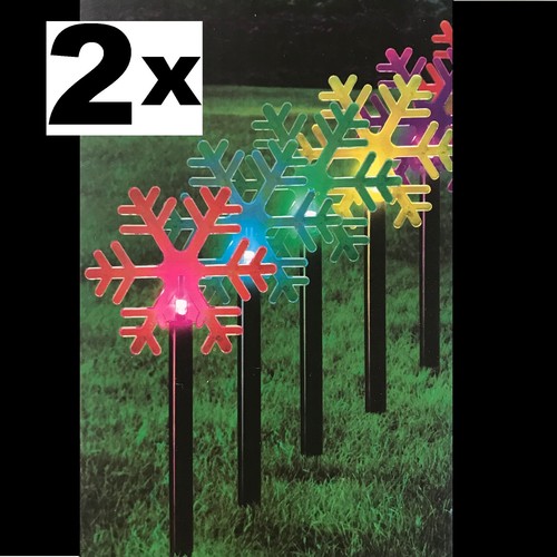 2 x 6pc Solar SNOWFLAKE Stake Lights LED Colour Path Outdoor Christmas ...