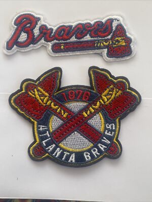 (2) ATLANTA BRAVES MLB vintage Embroidered Iron On Patches Patch Lot 3. ...