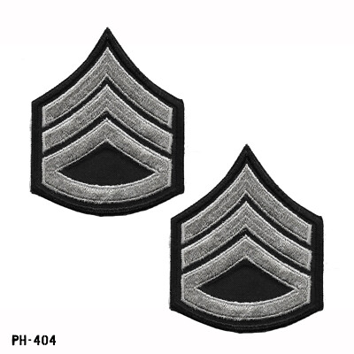 PAIR SSGT Staff Sergeant Chevron Rank Patches ~ Black/Silver ~ NOS ...