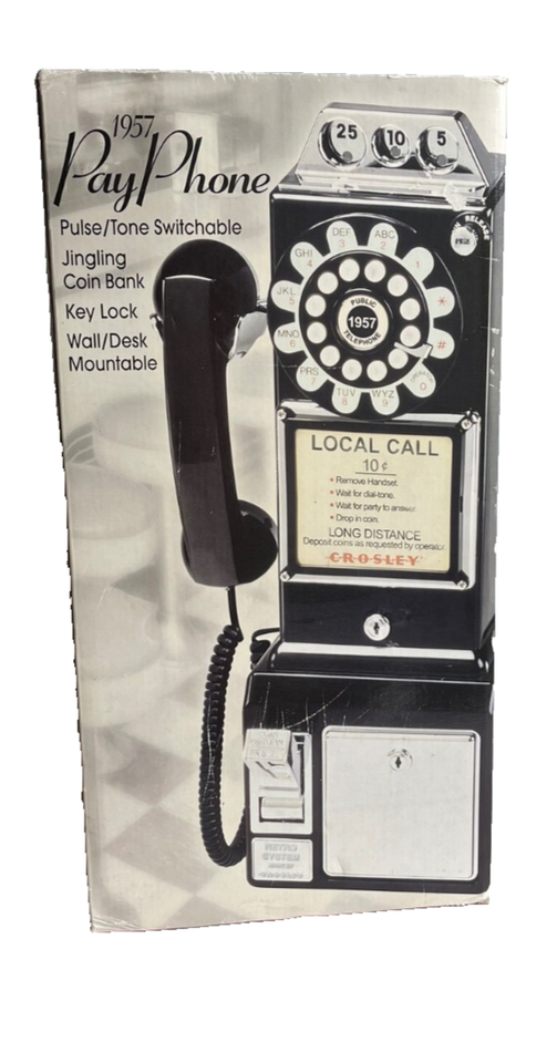 Crosley 1950s Payphone Replica Push Button Black NEW IN BOX | eBay