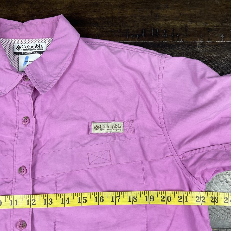 Columbia PFG Women’s M Long Sleeve Fishing Shirt Pink Vented Nylon UPF ...
