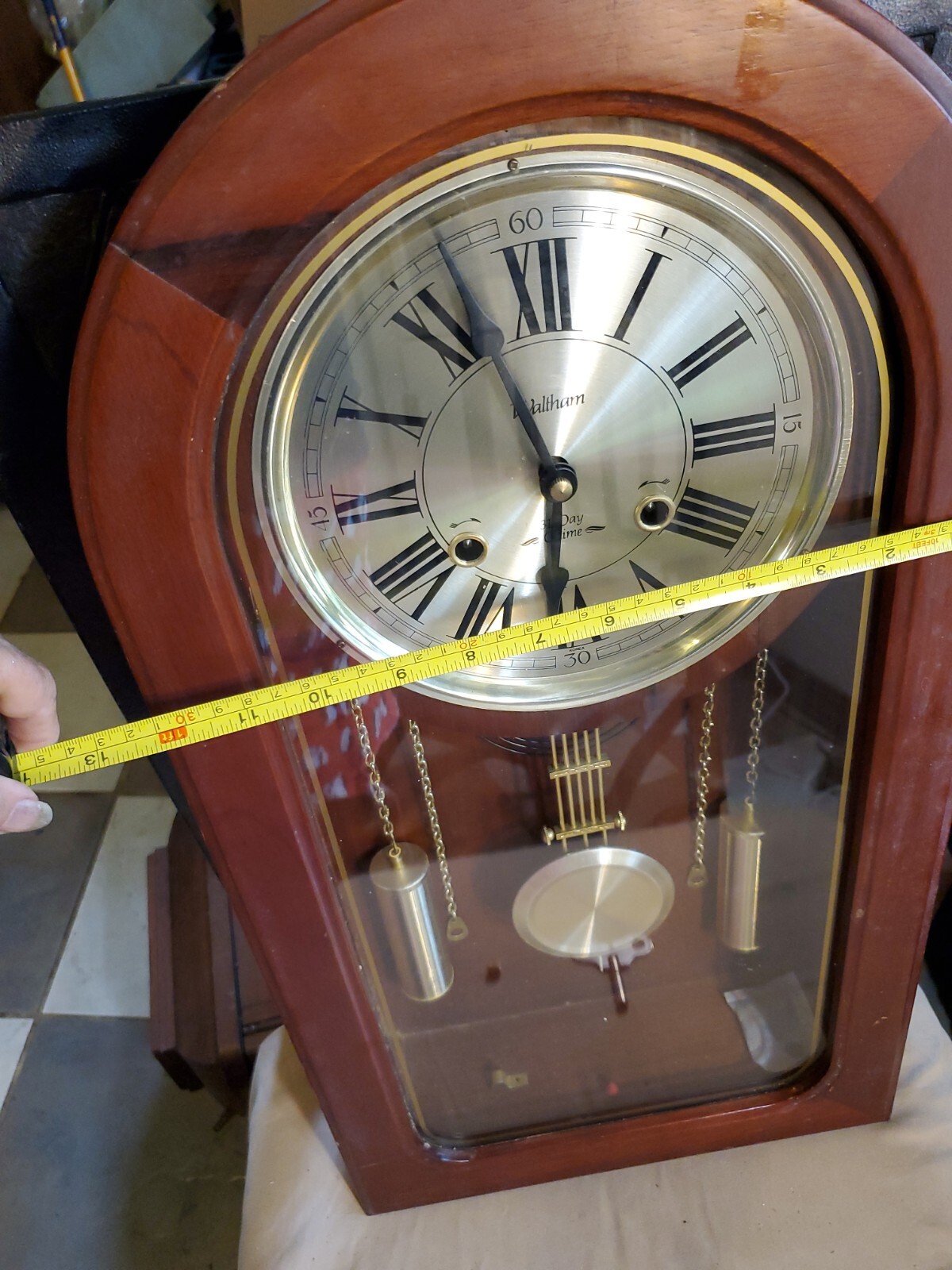 Waltham 31 Day Chime Large Wall Clock Vintage Casket Style | eBay