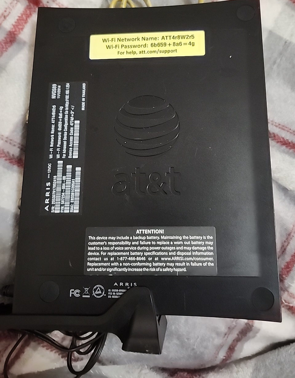 AT&T U-Verse ARRIS NVG589 Wi-Fi Modem Router + Power Supply Works Great ...