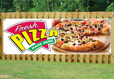 PIZZA SHOP TAKEAWAY BANNER FRESH MADE HERE OUTDOOR SIGN PVC with ...