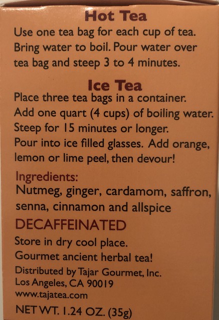 Taja Saffron Cinnamon Diet Chai Tea 20 Bags for sale online | eBay