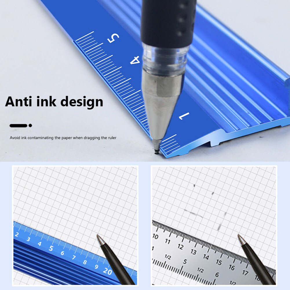 20/30cm Protective Ruler Metric Ruler Non-slip Cutting Rule Gauge ...
