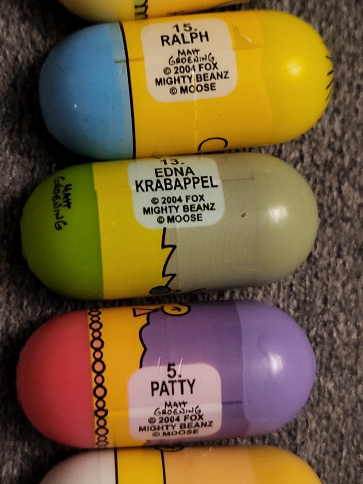 Lot of 7 Mighty Beanz Simpsons 2004 loose / #5, 21, 37, 6, 15, 13, 20 ...