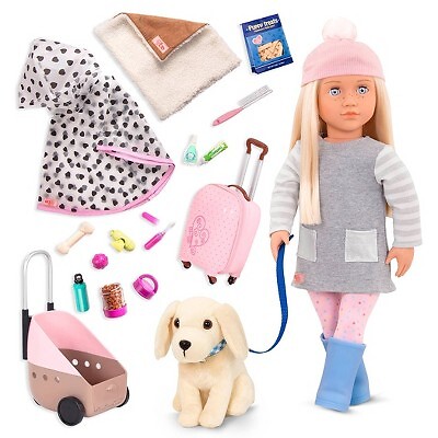Our Generation 18" Doll & Pet Travel Set - Meagan & Passenger Pets ...