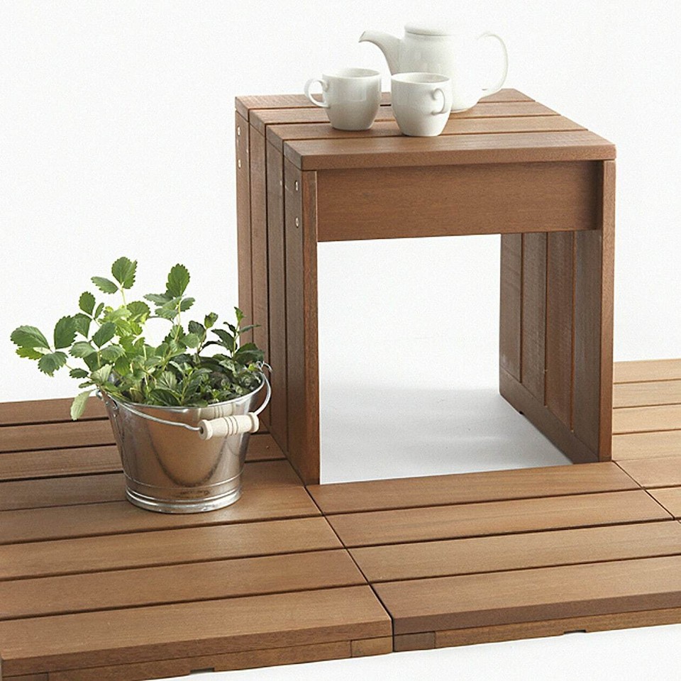 MUJI Garden bench small size natural wood Balau 40 x 40 x 44 cm ...