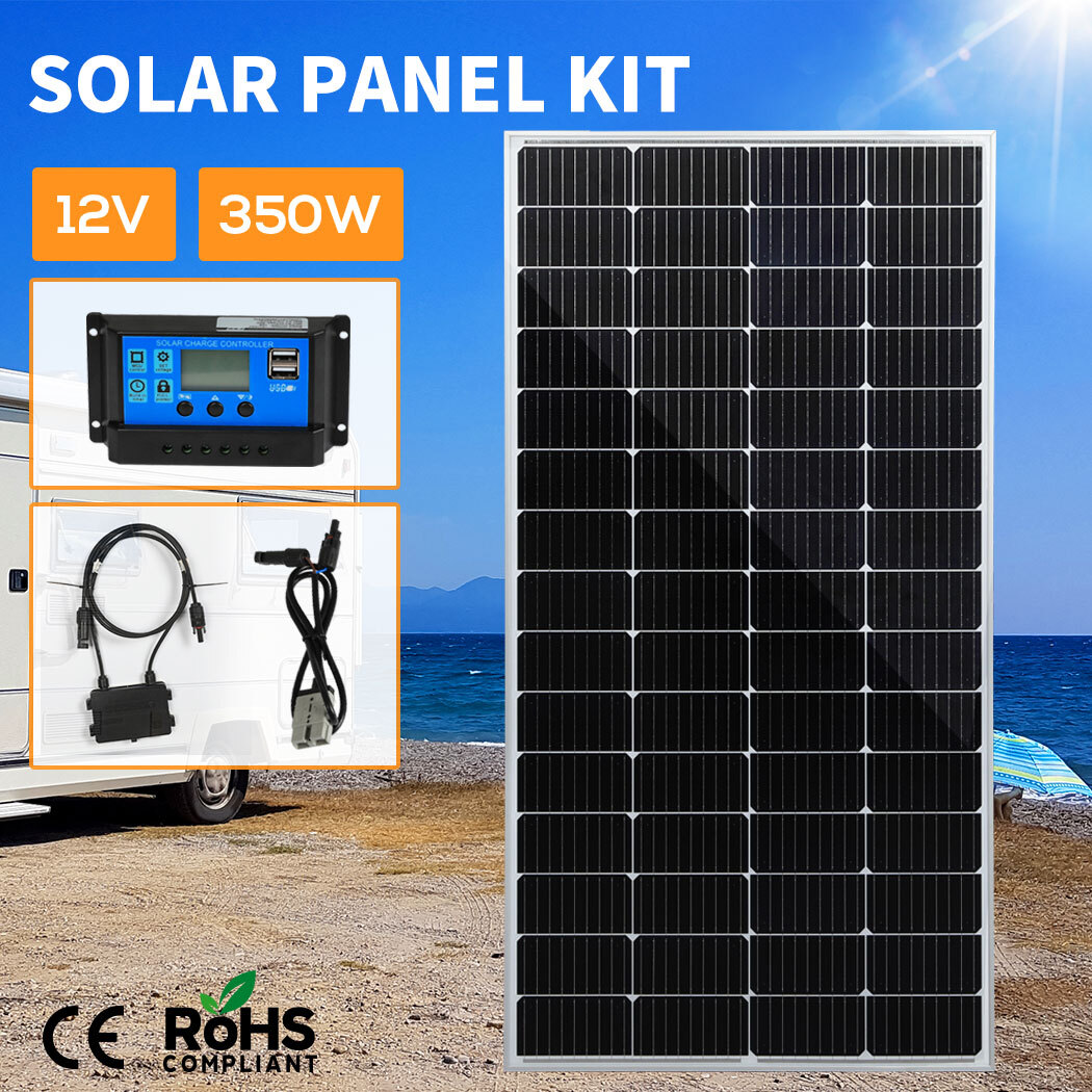 12V 350W Solar Panel Kit Mono Caravan Camping Power Controller Charging ...