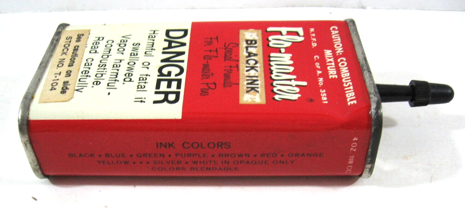 Vintage Flo-master Black Ink Handi Oiler Tin Fabercastell Newark NJ Old ...