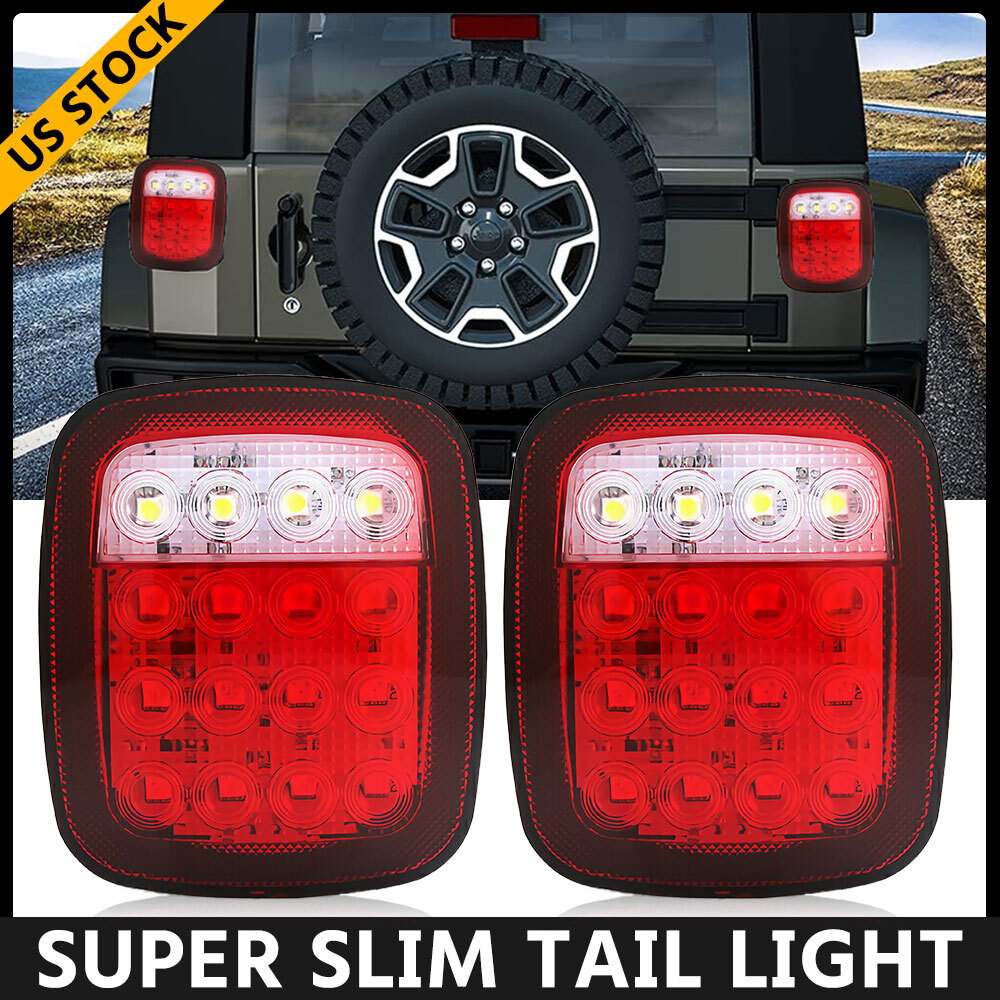 2Pcs For Jeep Wrangler TJ YJ CJ Smoke LED Tail Lights Backup Brake ...