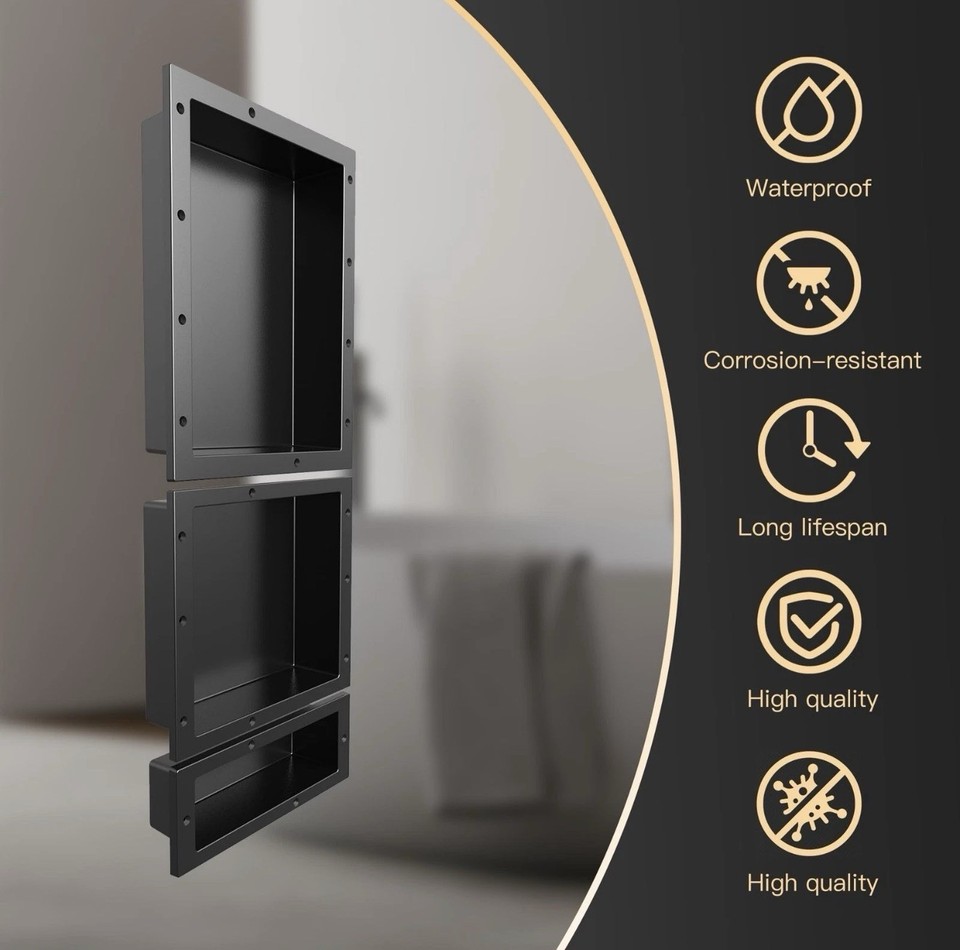 🚿🧱 Shower Niche – SMC Material – 40” x 16” Triple Shelf Wall Shower ...