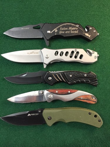 Lot of 5 Quality TSA Confiscated Assisted & Manual Folding EDC Knives ...
