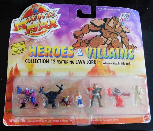 1994 MATTEL MIGHTY MAX HEROES VILLAINS COLLECTION #2 LAVA LORD NEW CARD ...