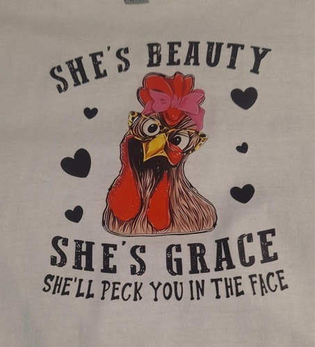 White Size Small Beauty Shes Grace Peck You in Face Chicken Mens T ...