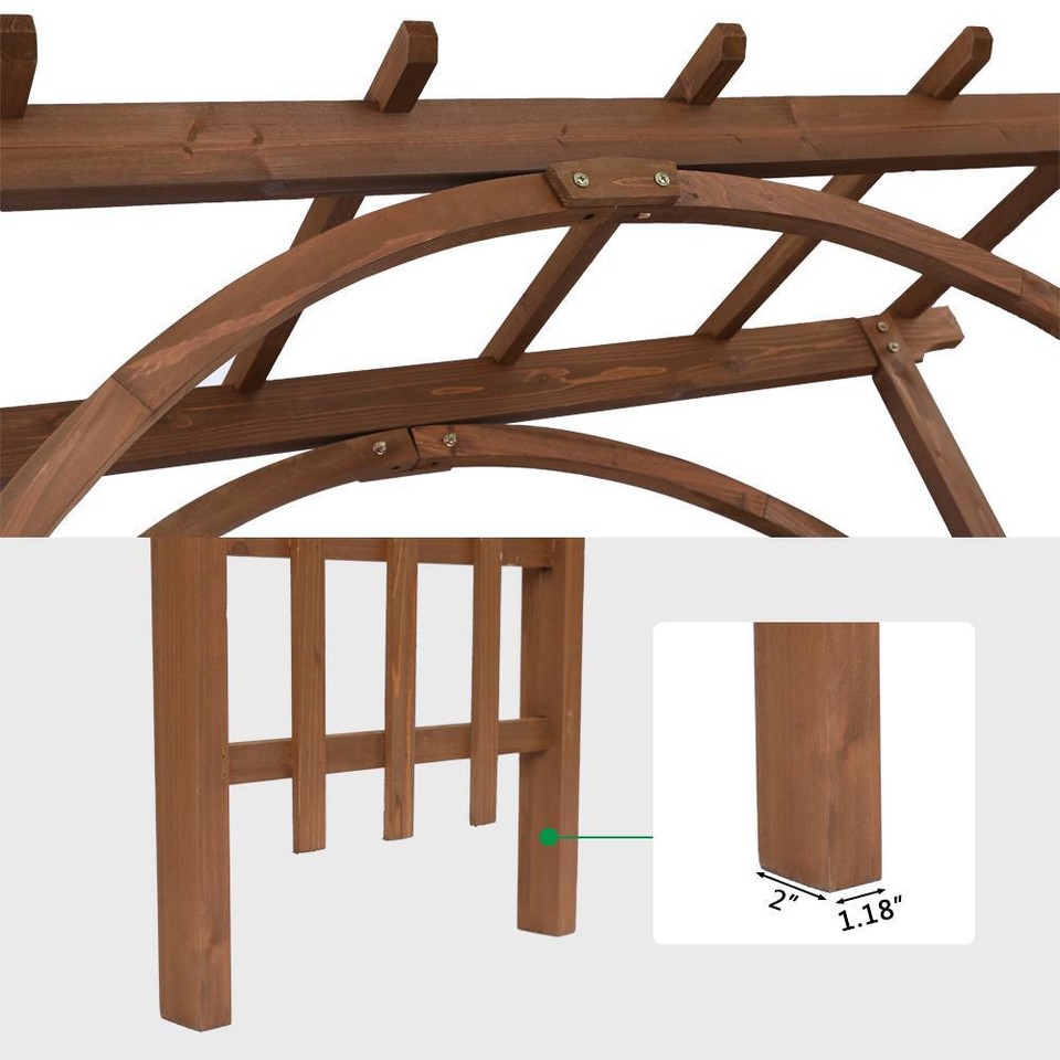 Wooden Garden Arch Trellis Pergola Arbor Over 8FT High Patio Plant ...
