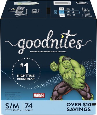 Goodnites Size 6-8 Bedwetting Underwear for Boys HULK S/M 74 Ct | eBay
