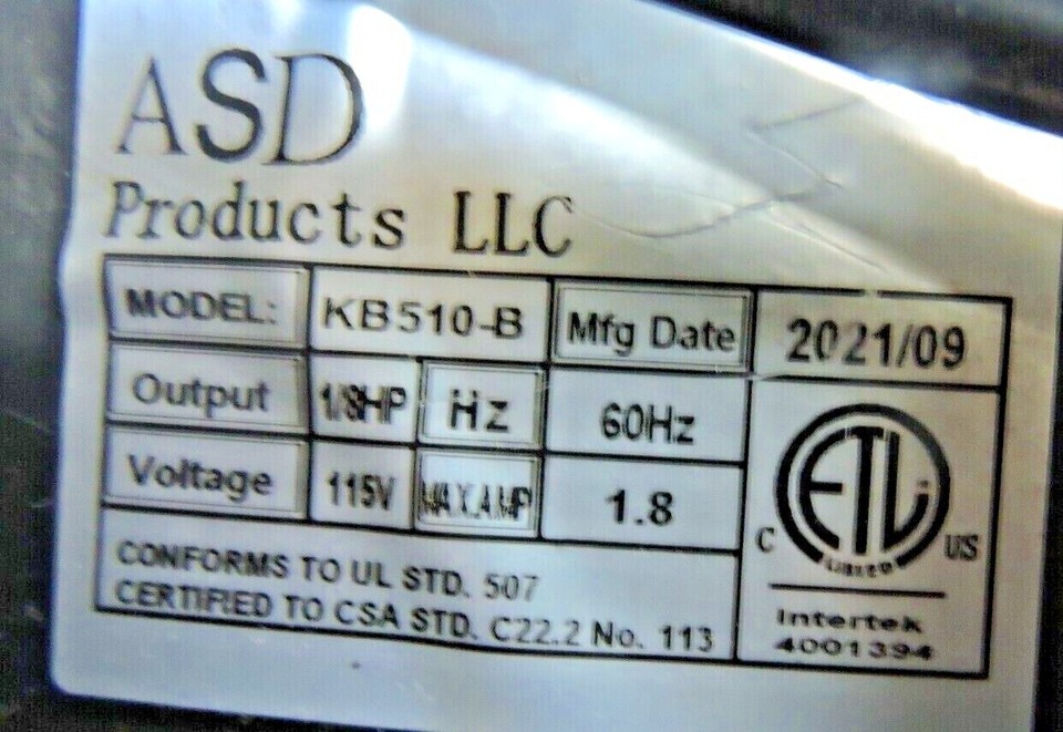 ASD Products KB510-B Air Mover SS Axial 400FZL1 Fan Blower Commercial ...