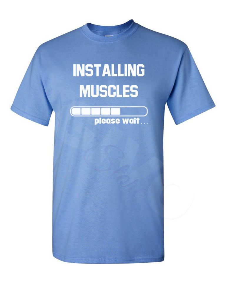 Mens Installing Muscles Funny T Shirt Workout Gym T-Shirt Fitness ...