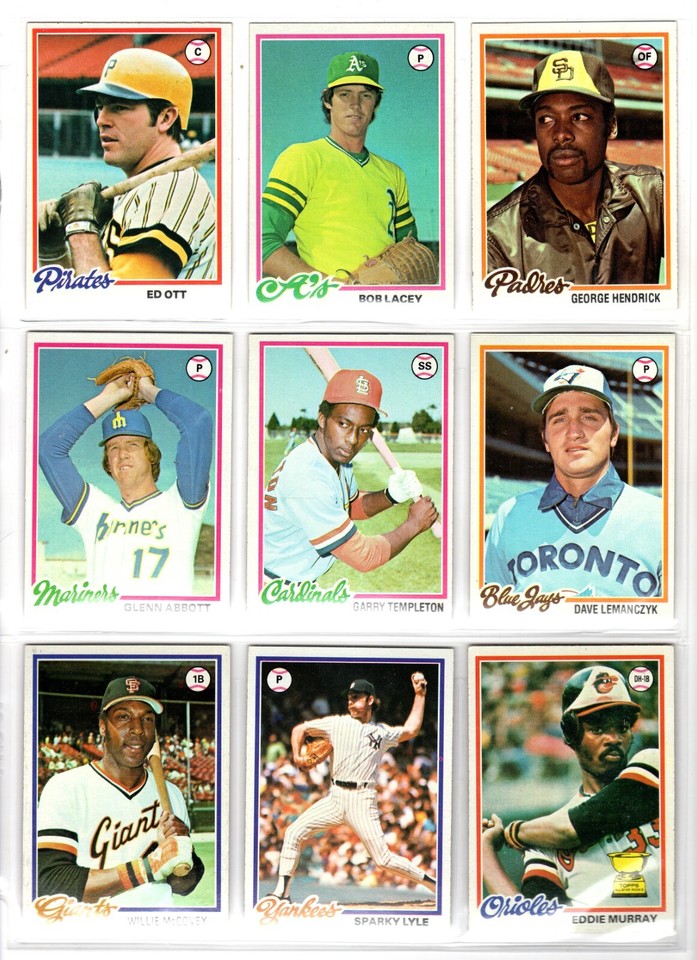 1978 Topps Baseball Complete Set 726 Trammell Murray Molitor RC EX/EXMT ...