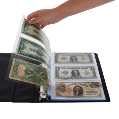50 Clear Album Pages 3 Pockets Currency Banknotes Bills PVC FREE For ...
