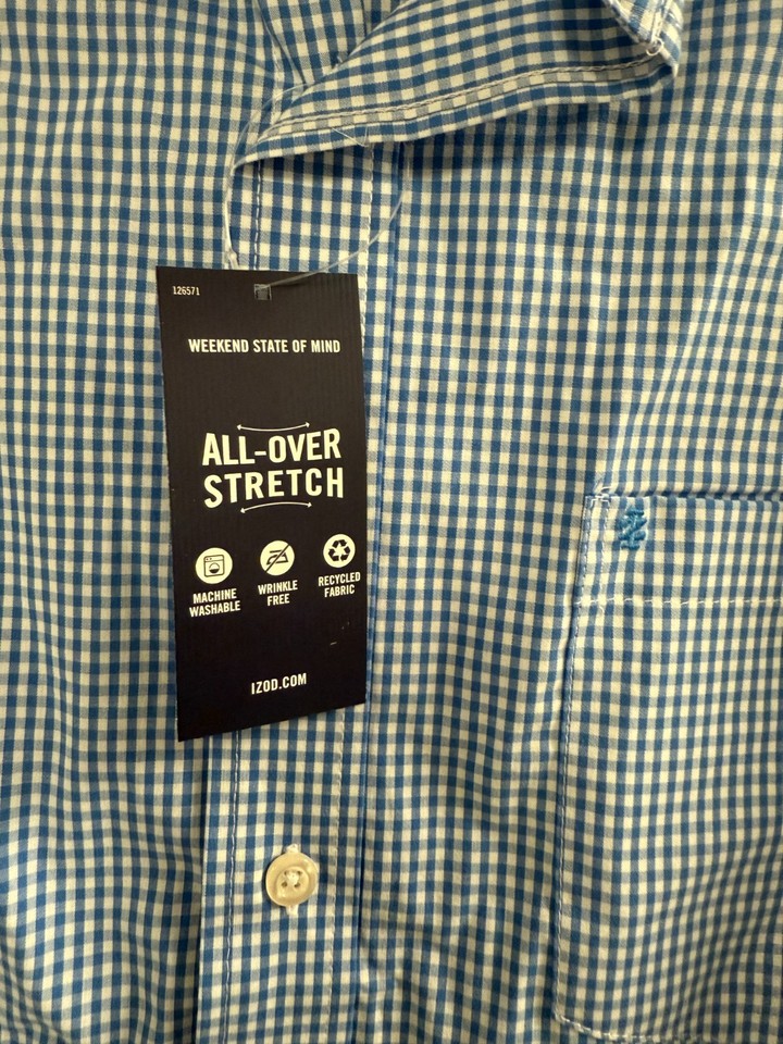 IZOD Men's Button Down Long Sleeve Dress Shirt Blue Revival Size 2XLT ...
