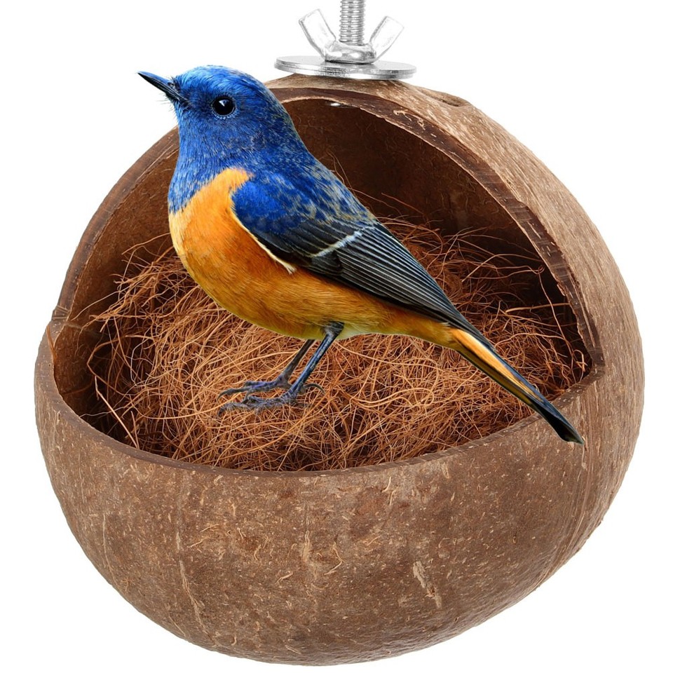 Coconuts Shell Bird Nest Bird Breeding House Parrot Nest Cage ...