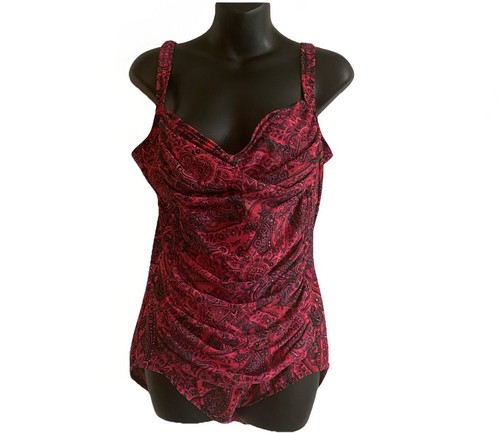Miraclesuit Oceanus 1 Pce (Medium?) Control Swimsuit Red Floral Shore ...