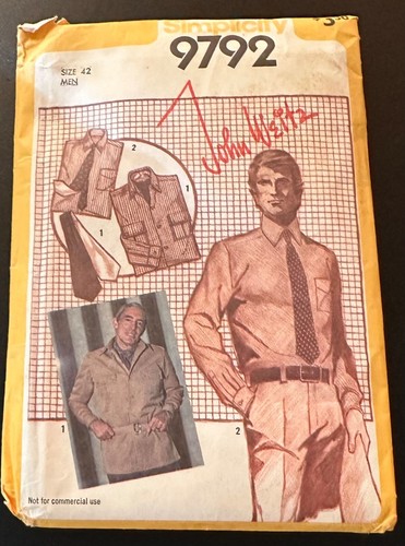 UNCUT Simplicity Men's Sewing Pattern 9792 Size 42 Shirt/Jacket/Belt ...