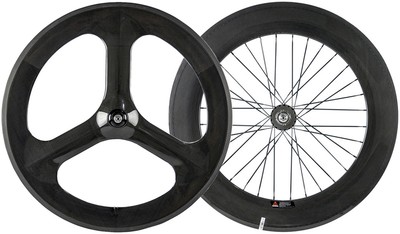 70mm Tri Spoke Front Wheel 88mm Rear Carbon Wheelset Fixed Gear Wheels ...