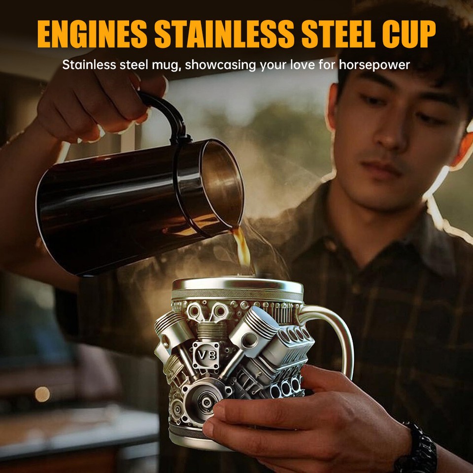 Unique 3D Car Engine Mugs Cup Stainless Steel Coffee Mug V8 Engines ...