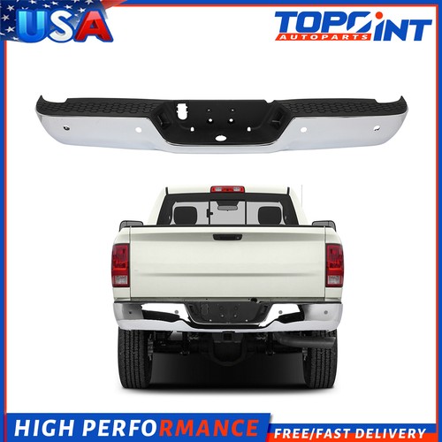 Fits 2009-2018 Dodge RAM 1500 w/ Sensor Holes Chrome Rear Step Bumper ...