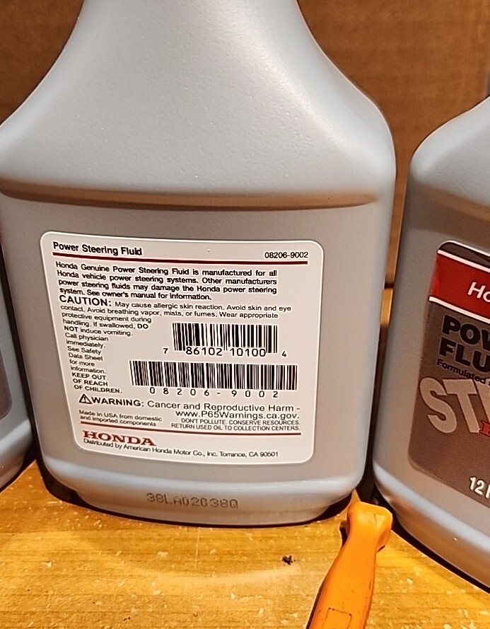 3 x BOTTLES HONDA OEM GENUINE POWER STEERING FLUID 12oz SEALED OIL NEW ...