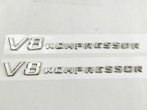 2x Chrome V8 KOMPRESSOR Fender Badge Car Body Side Skirts Sticker ...