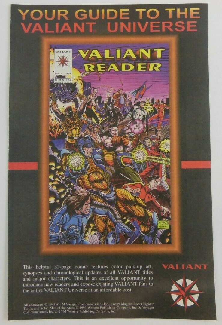 Valiant Reader #1 Print Ad Comic Poster Art PROMO Bloodshot X-O Manowar ...