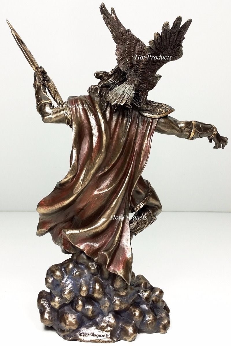 King Zeus God of Thunder W Lightning Bolt Greek Mythology Statue Bronze ...