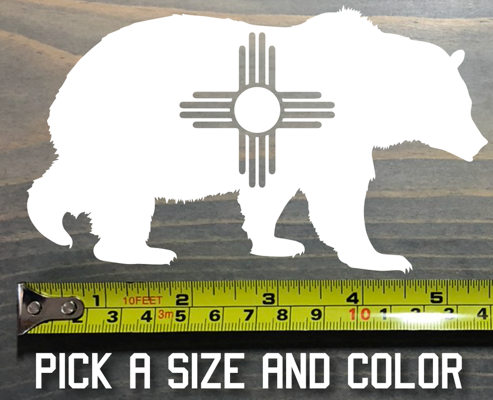 New Mexico Flag Sticker Decal 5.5" Bear Zia State American Yellow Fly ...