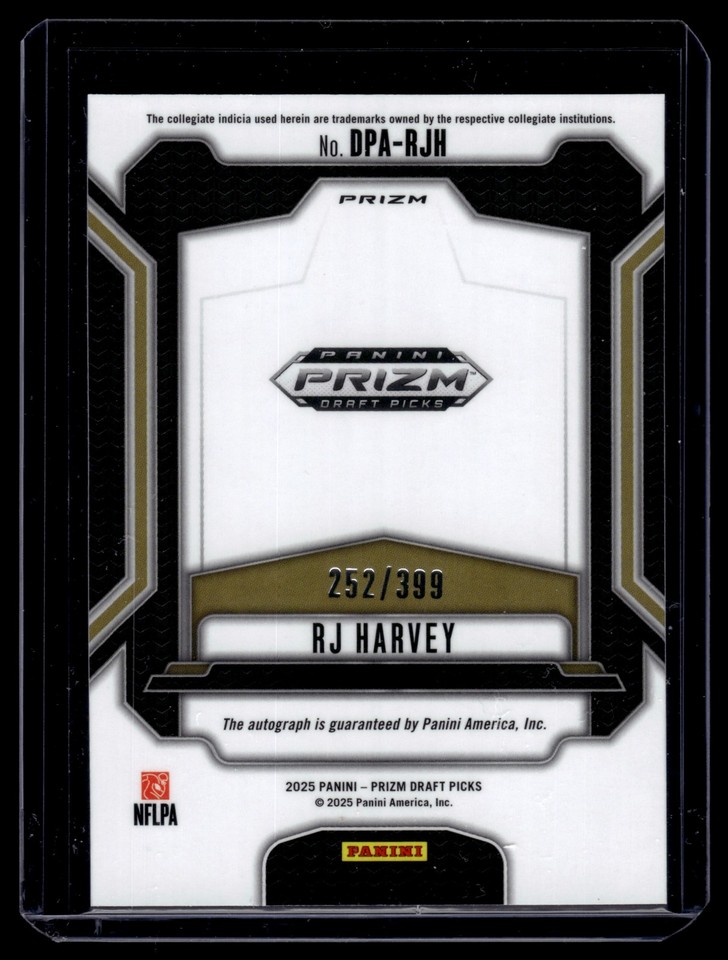 RJ Harvey 2025 Panini Prizm Draft Picks Red Autograph Auto Card /399 # ...