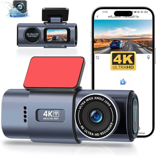 4K Dual Dash Cam WiFi HD Car Dash Cam Front and Rear Mini Hidden Dash ...
