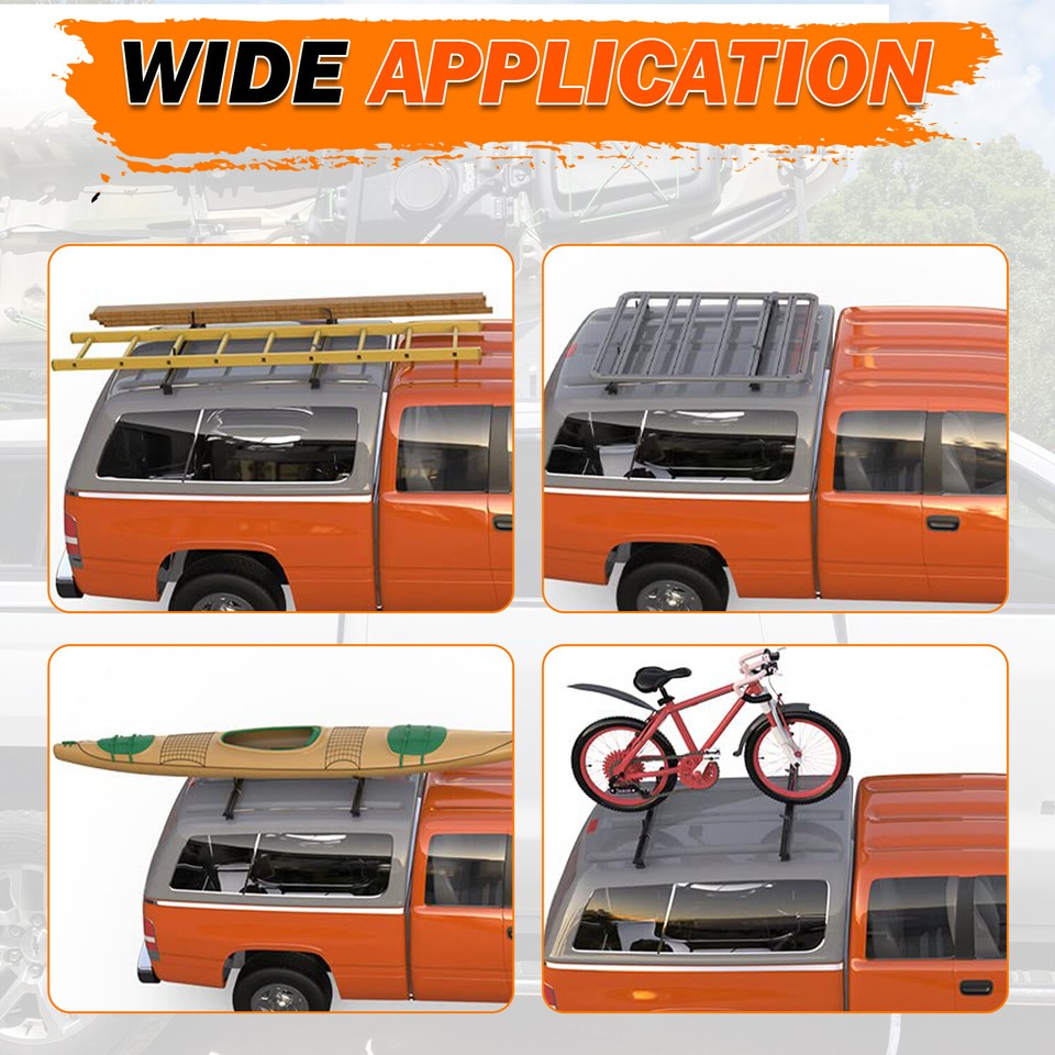 50" Adjustable Pickup Truck Topper Ladder Roof Rack Camper Shell for ...