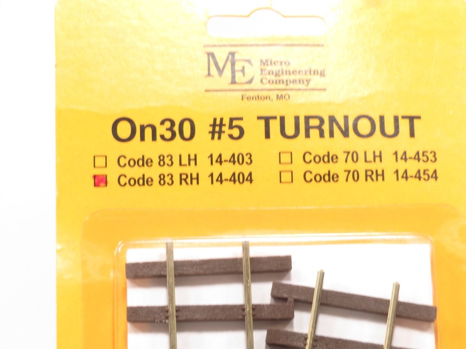 Micro Engineering 14-404 HO On30 Right Hand #5 Turnout Code 83 LN | eBay