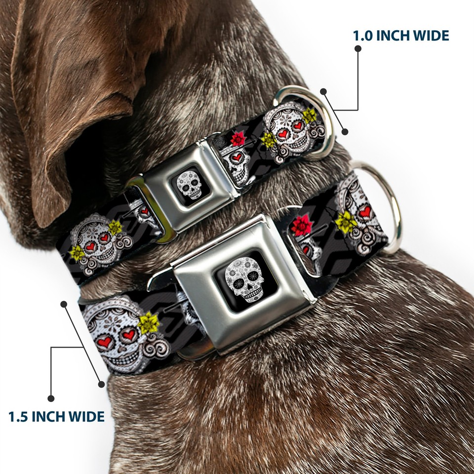 Dog Collar TYC-Sugar Skull Full Color Black/White/Gray Los Novios Bl ...
