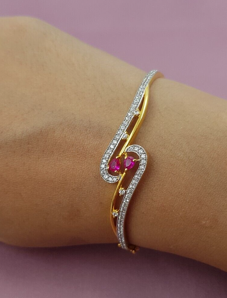 CZ Ruby 22K Gold Bangle bracelet Indian Traditional Fine Gold Jewellery ...