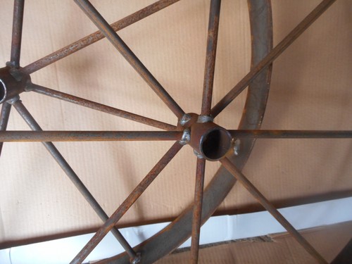 2) 24" steel ornamental Iron Garden Wagon Wheel western rustic art ...