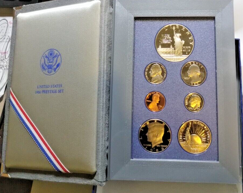 2-1986 S Prestige US Statue of Liberty Proof Set 7 Coin Set Box w/COA ...