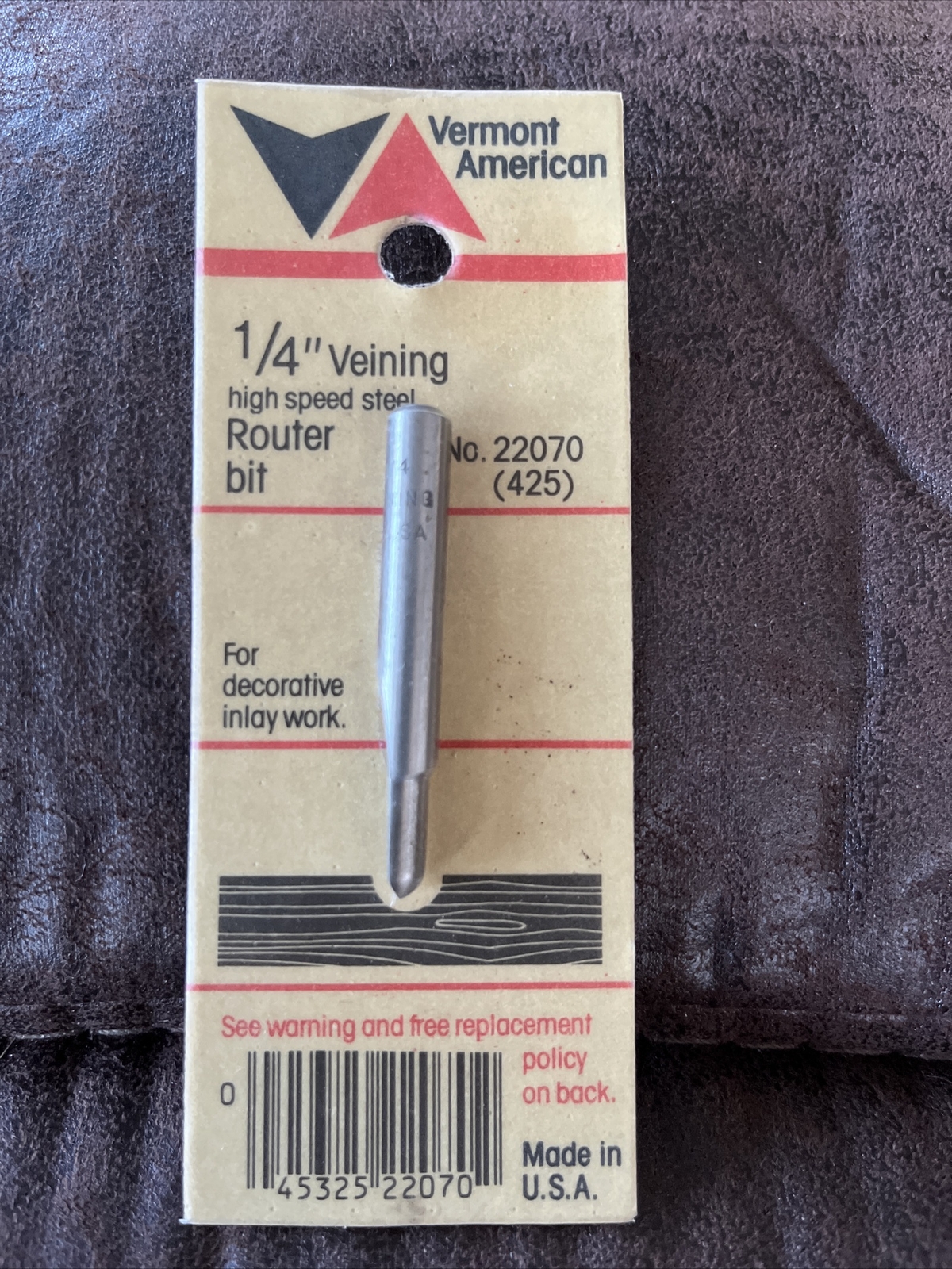 Vermont American #22070 High Speed Steel 1/4" Veining Router Bit. New ...