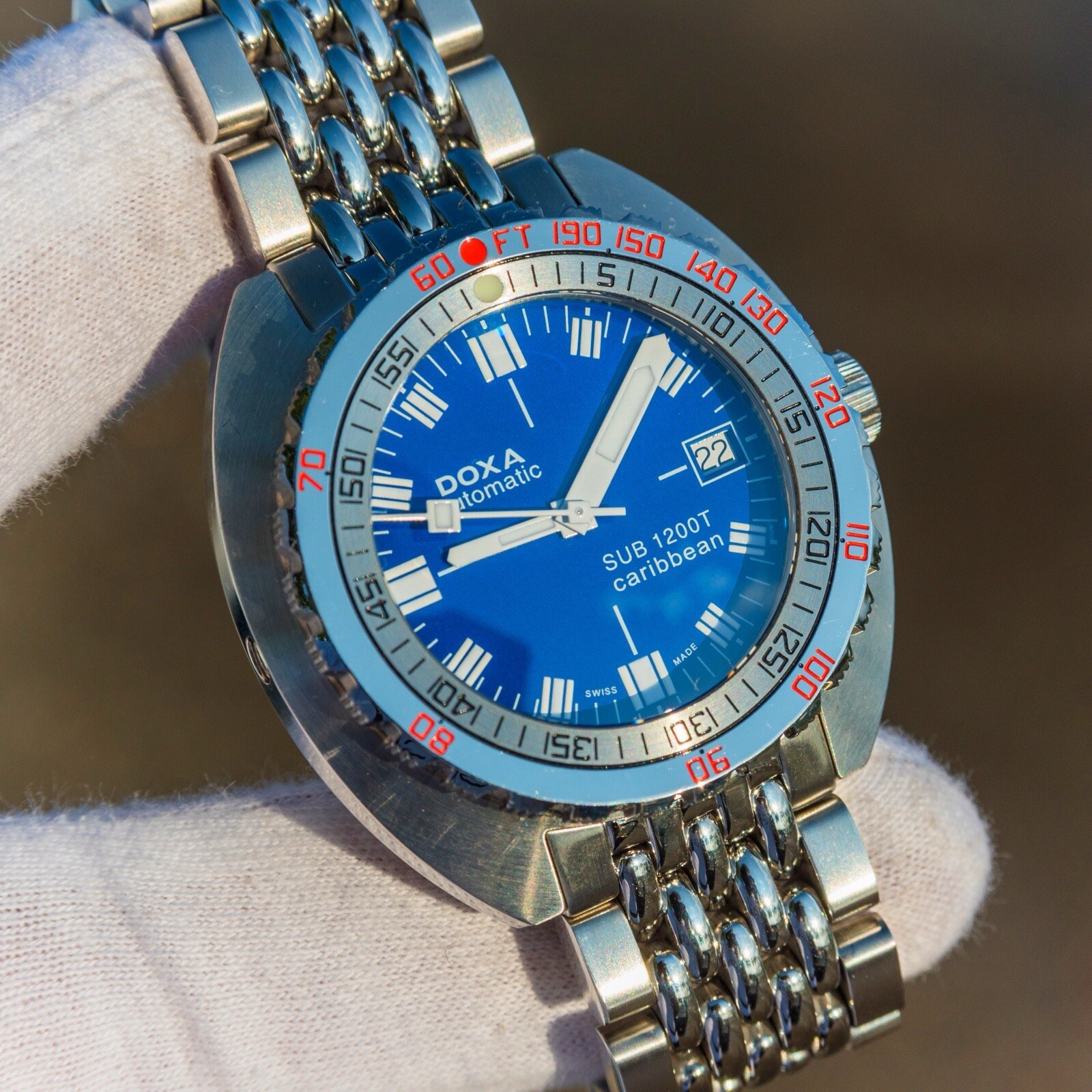 DOXA SUB 1200t Caribbean Blue LIMITED EDITION 42x45mm SWISS AUTOMATIC ...